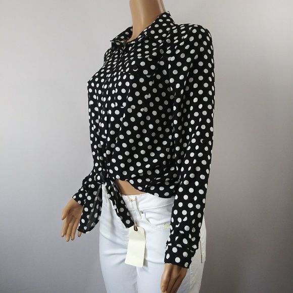 Love Notes | Tops | Love Notes Blk White Ploka Dots Blouse | Poshmark